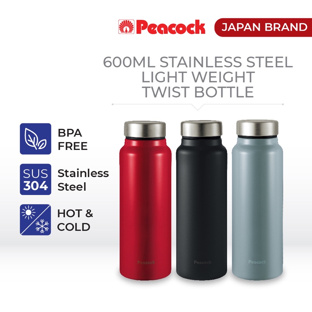 Peacock AKY-60 600ML (SUS304) Light Weight Twist Bottle